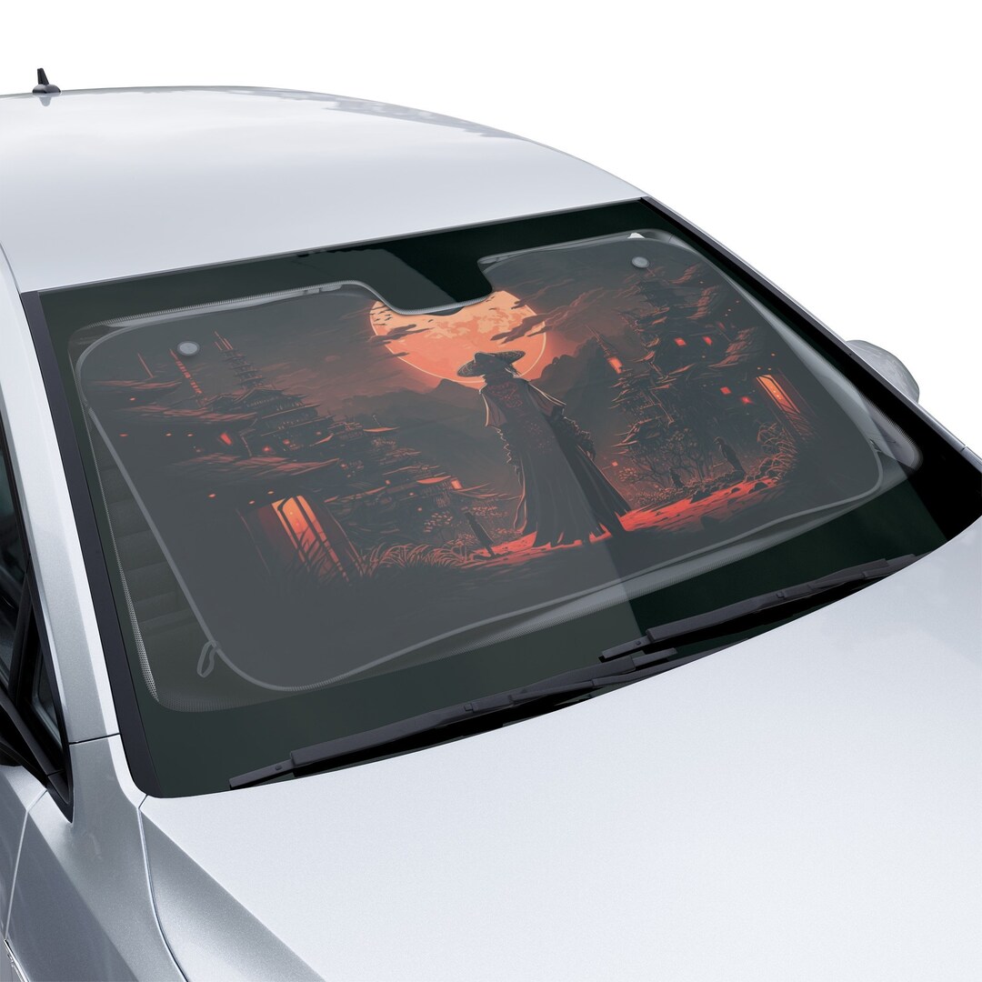 Post-apocalyptic Moonlit Samurai Car Sun Shade, Windshield Shade, Japan ...