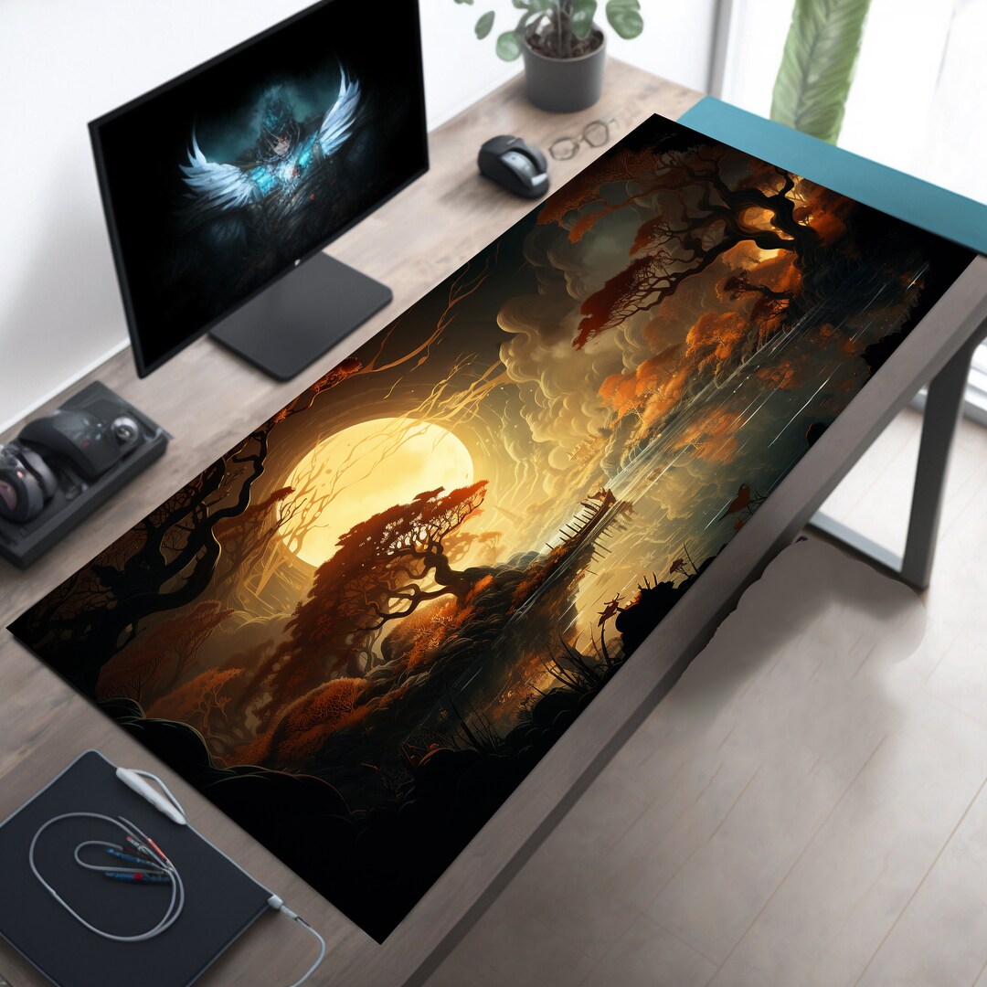 Full Moon Delight, Cute Desk Decor, Aesthetic Mousepad, Game Table ...