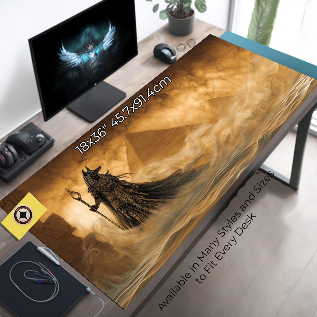Anubis, Sands, Egyptian Pyramids Desk Mat Playmat TCG - Gaming Desk Pad ...