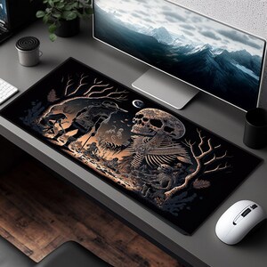 Black Death Skeleton Art Deskmat Skeleton Desk Mat Horror Mousepad XL ...