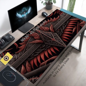Gothic Abstract Mousepad - Dark Red and Black, Large Gaming Desk Mat ...