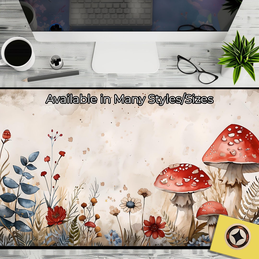 Cute Mushroom Desk Decor - Mouse Pad, Mousepad, Desk Mat, Desk Pad ...