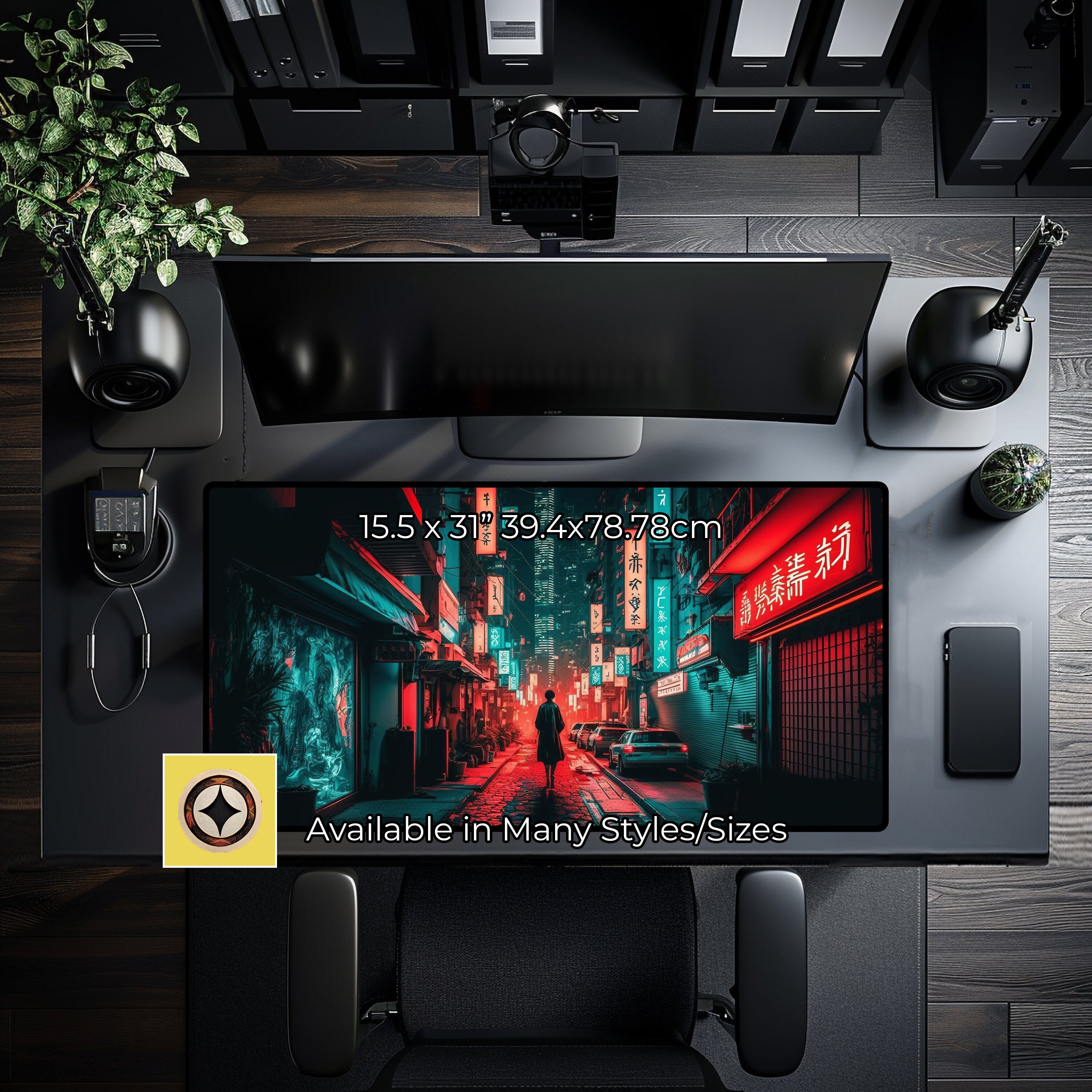 Tokyo Desk Mat, Streets of City, Cyberpunk Mousepad, Gaming Mouse Pad ...
