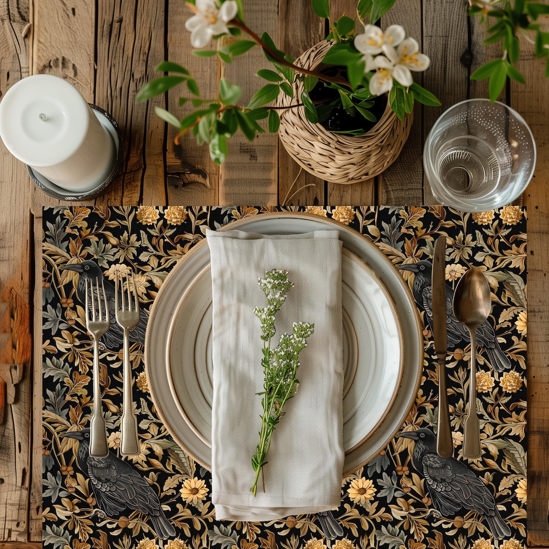 Medieval Floral Crow Dining Table Placemat - Dining and Kitchen Decor ...