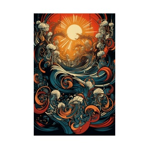 Fantasy Ocean Torrents Wall Art, Art Deco Home Decor, Beach Home ...