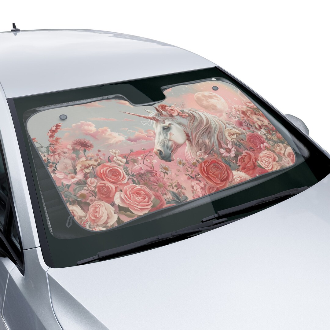 Pastel Pink Aesthetic Cute Unicorn Windshield Cover for UV and Heat ...