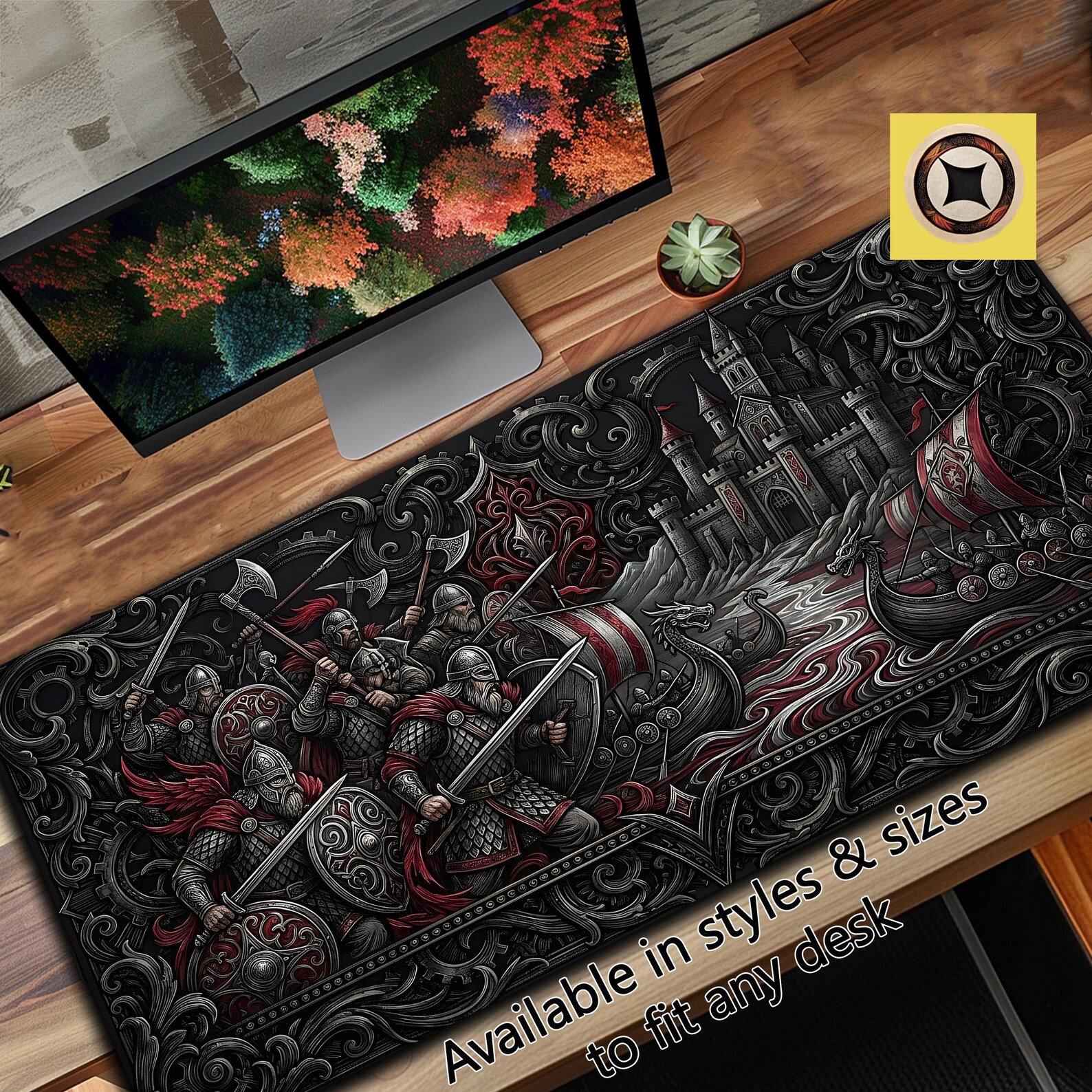 Viking Warfront Desk Mat, Large Gaming Desk Mat, Extended Mouse Pad ...