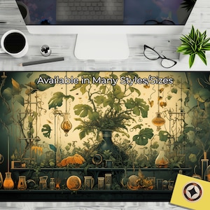 Witchy Botanical Potions and Plants Desk Decor, Witchy Desk Mat, Plant ...