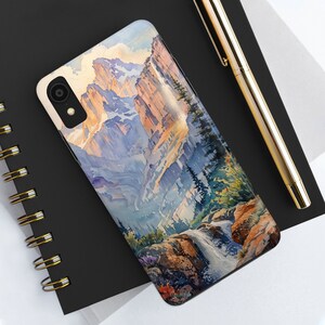 Watercolor Style Mountain and Waterfall Stream iPhone Case for iPhone ...