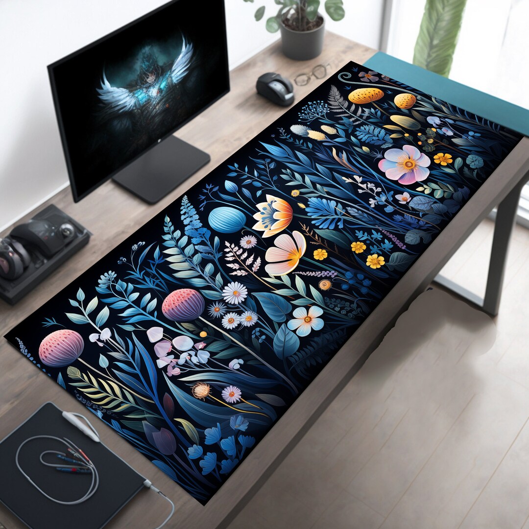 Flowers Desk Decor Cute Desk Mat Kawaii Mouse Pad Large - Etsy