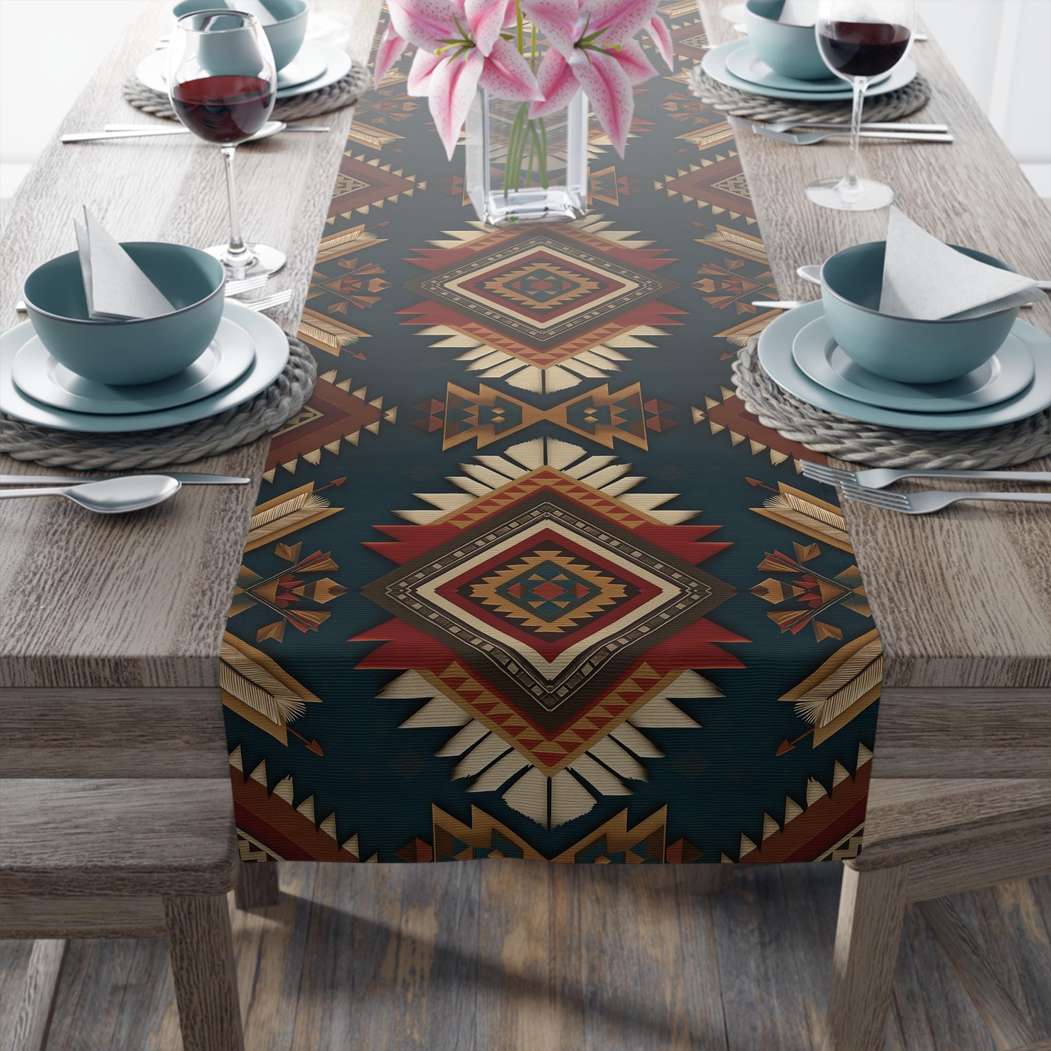 Native American Inspired Tribal Chevron Pattern Polyester Table Runner ...
