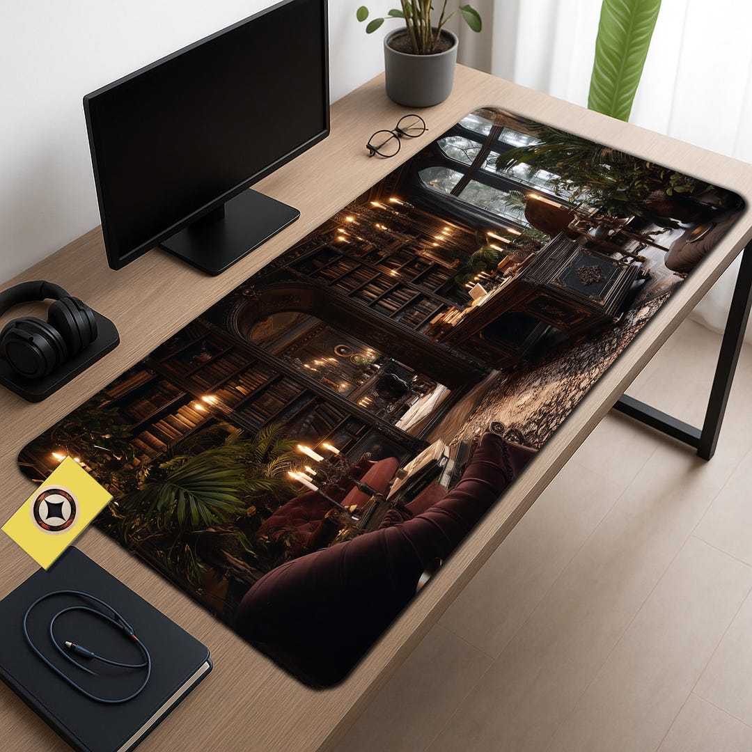 Dark Academia Desk Mat: Gothic Library Mouse Pad - Etsy