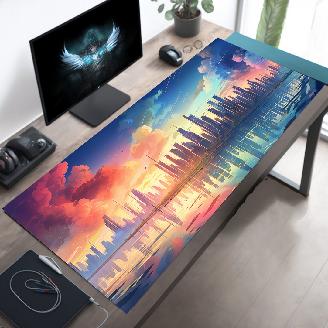 Mesmerizing City Skyline Gaming Desk Decor Gamer Desk Mat - Etsy