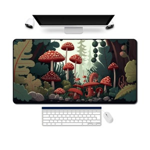 Mushroom Mouse Pad Cottagecore Mousepad Mushroom Desk Mat XL Cute Desk ...