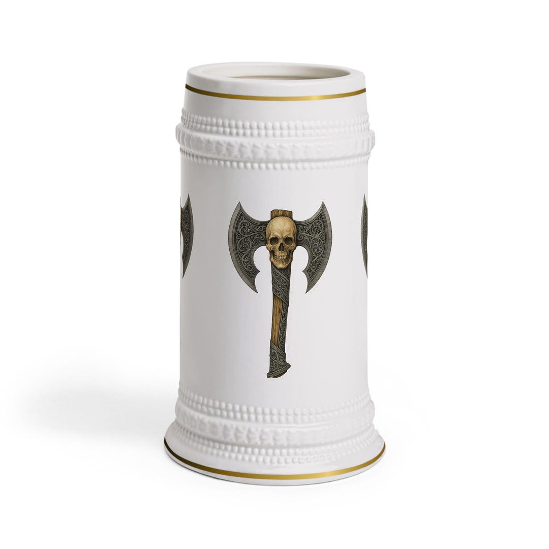Viking Skull and Axe Beer Stein Mug, Custom Beer Stein, Viking Root ...