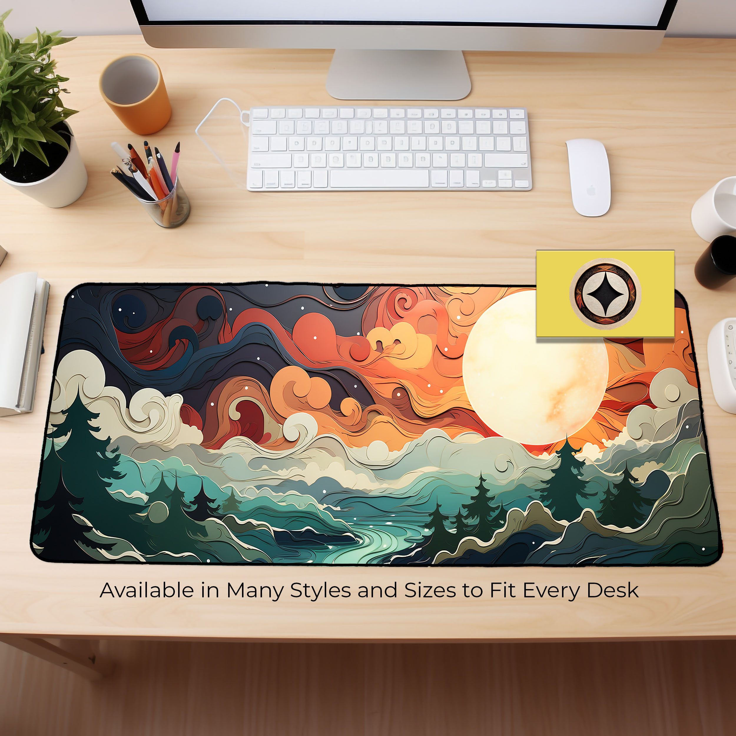 Mountain Whimsy Fantasy Full Moon Desk Mat - Etsy