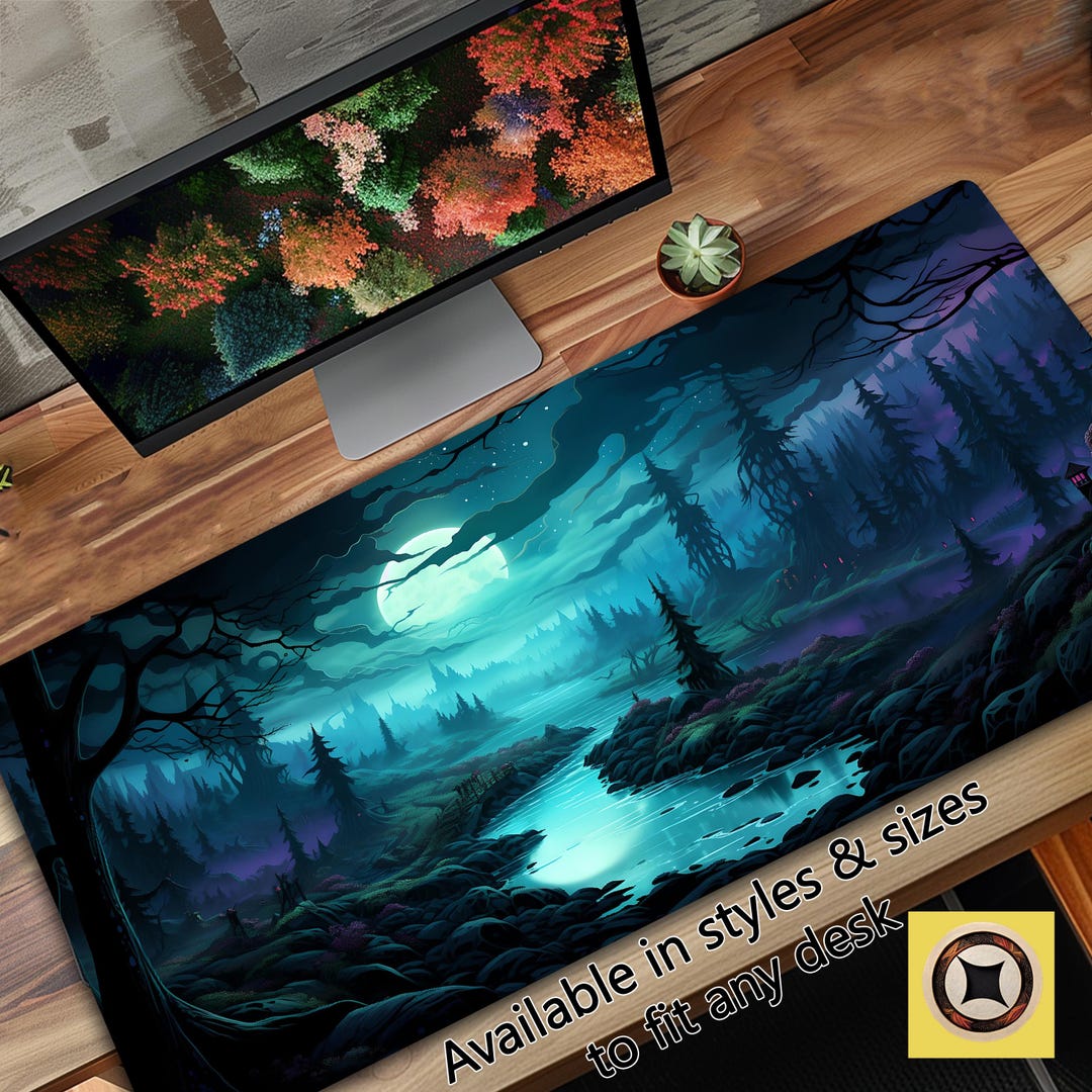 Mystic Enchanted Swamp Playmat TCG - Magic River Full Moon - Gaming ...