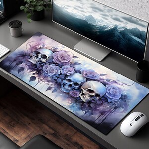 Purple Pastel Goth Skulls and Roses Desk Decor, Goth Office Accessory ...