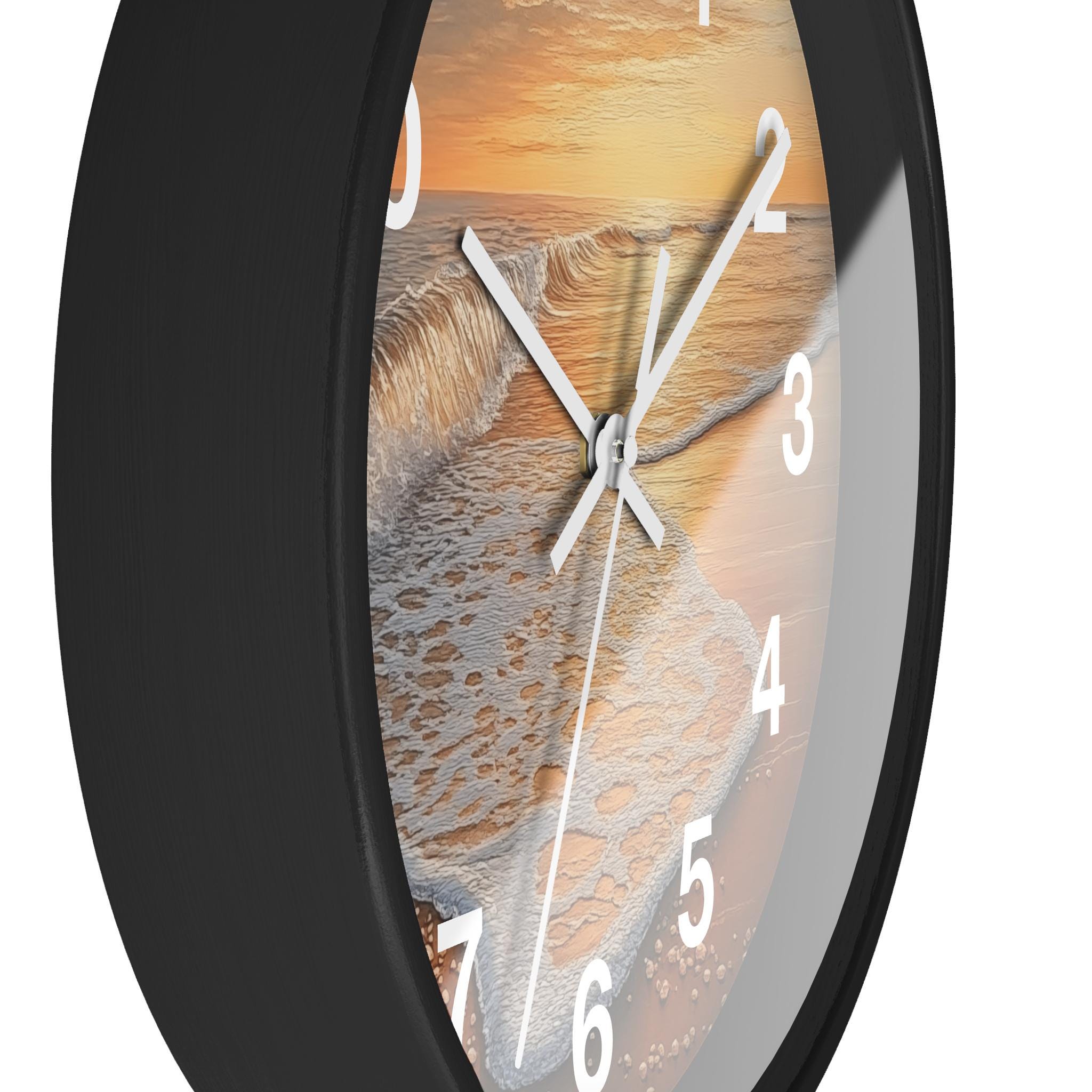 Lovely Beach Sunset Round Wall Clock for Home, Office, Kitchen, Dorm ...