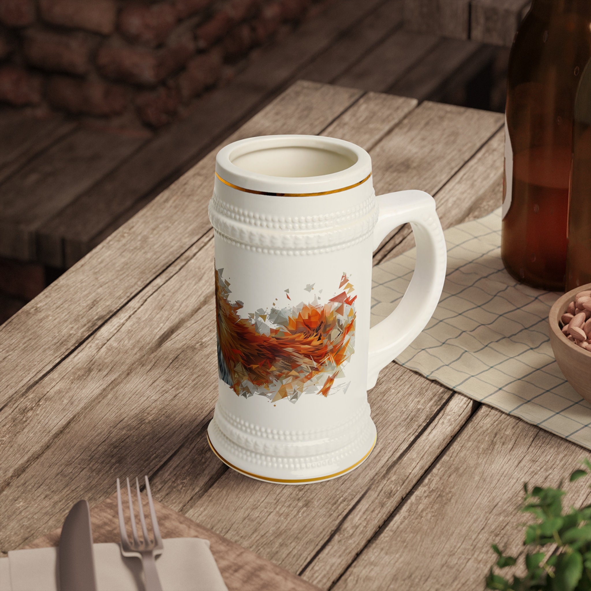Japanese Red Fox Beer Stein Mug, Custom Beer Stein, Fox Root Beer Mug ...