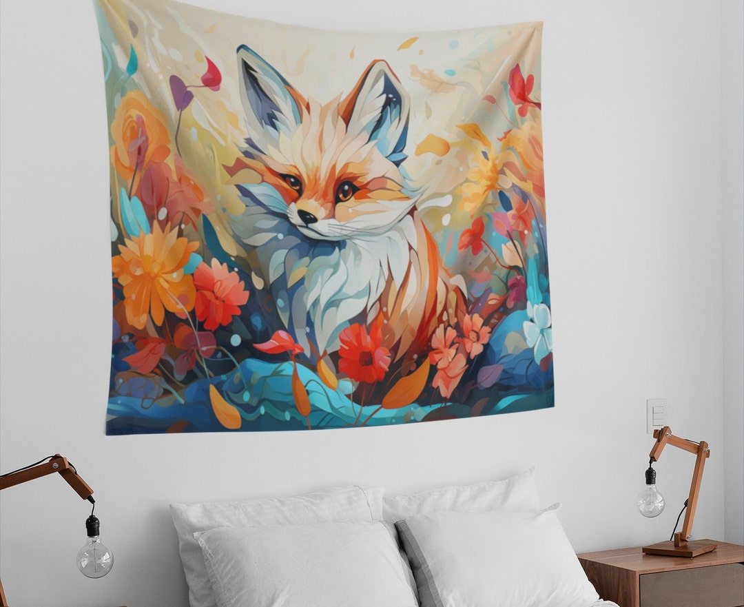 Japanese Fox Tapestry, Fox Wall Hanging, Fox Lovers Room Decor, Gift ...