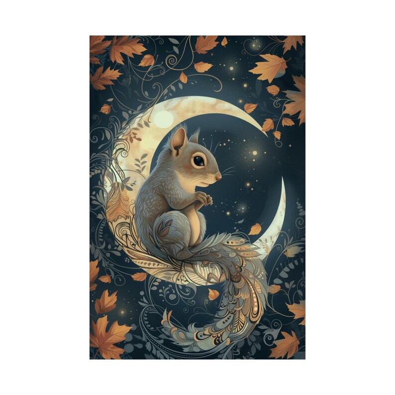 Cute Squirrel Poster, Squirrel Art Print, Artisan Gray Squirrel Sitting ...