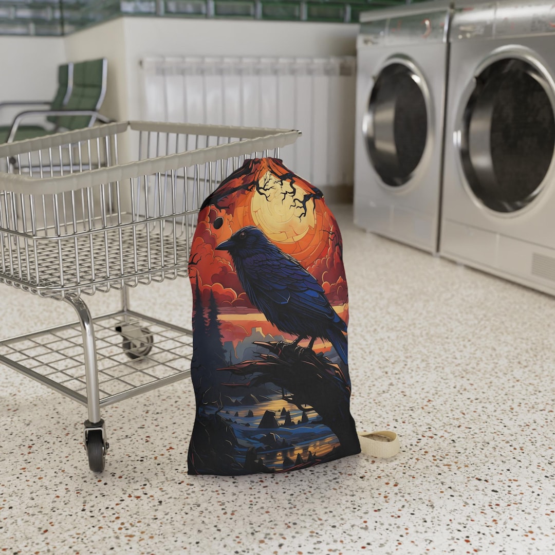 Mystic Raven Laundry Bag - Goth Raven Laundry Hamper for Dorm, Home or ...
