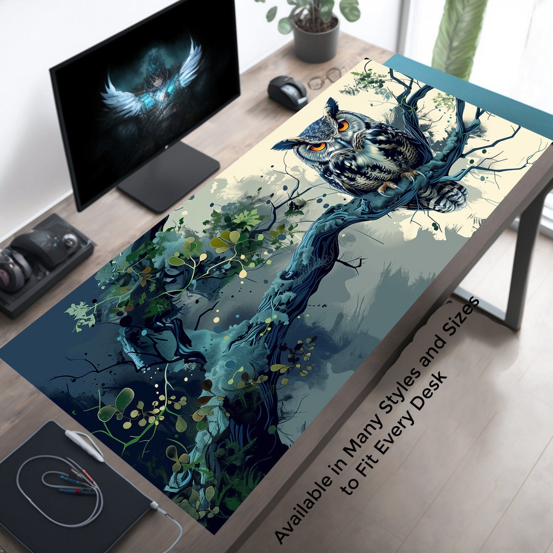 Owl Mousepad Desk Mat, Extended Mouse Pad, Lofi Desk Pad, Aesthetic ...