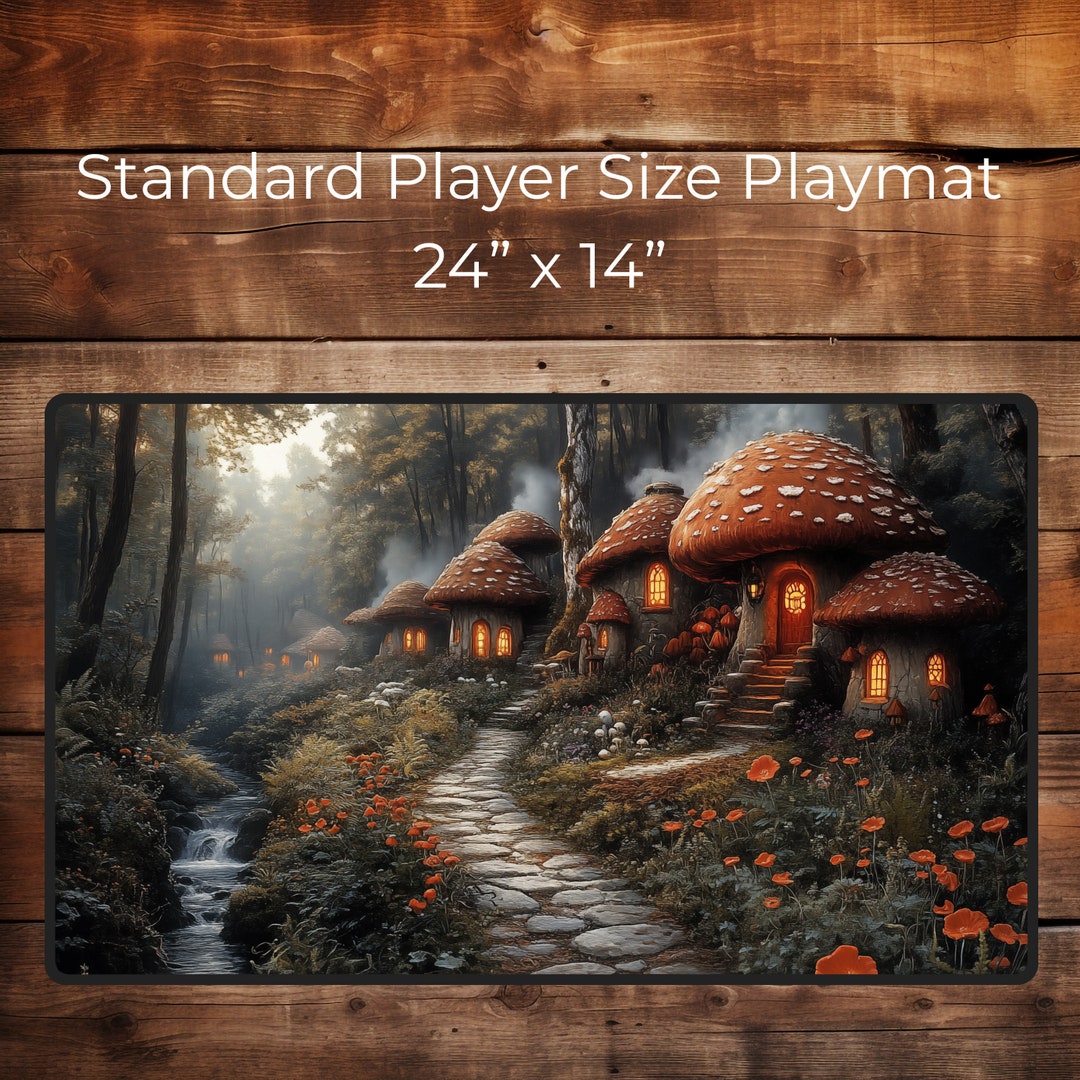 Whispering Mushroom Village - TCG Playmat - Table Top Gaming Mat - Play ...