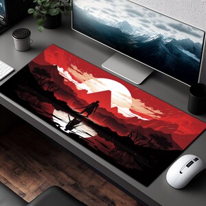Fantasy Pyramid Warrior Red Gaming Desk Mat, Fantasy Deskmat XL, Gaming ...