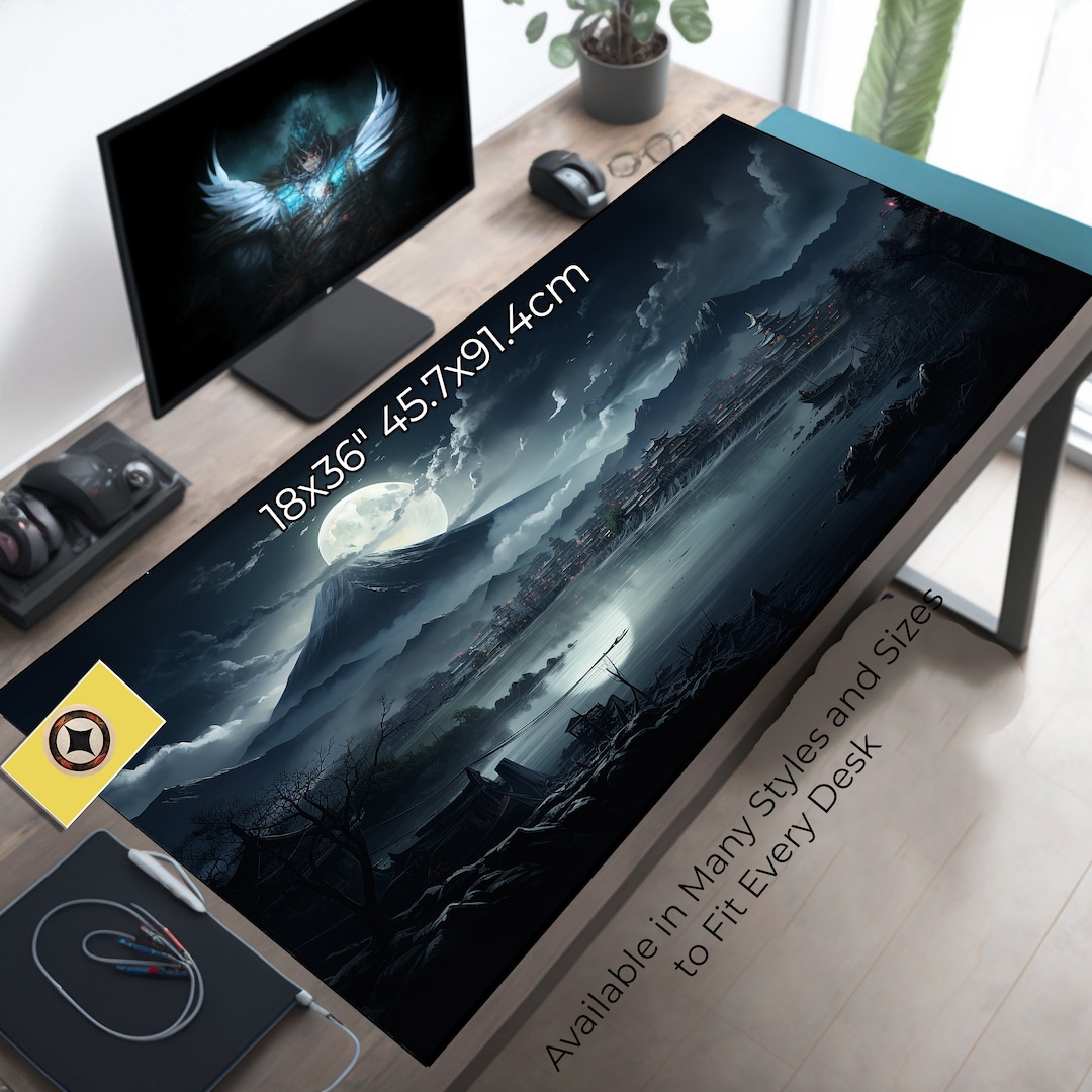 Black Desk Mat, Japanese Desk Mat, Mt Fuji Desk Mat, Mountain Desk Mat ...