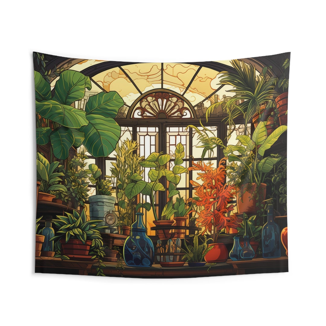 Botanical Indoor Wall Tapestry, Plant Tapestry, Cottagecore Wall ...