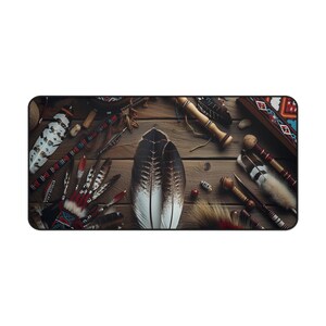 Native American Desk Decor, Tribal Aesthetic Desk Mat Mousepad, Indian ...