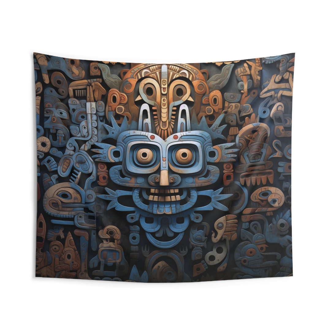 Aztec Wall Tapestry, Aztec Tapestry, Mesoamerican Tapestry, Aztec Wall ...