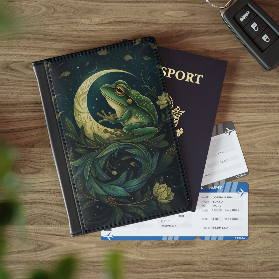 Cute Crescent Moon Frog Passport Book, Passport Cover, Passport Holder ...