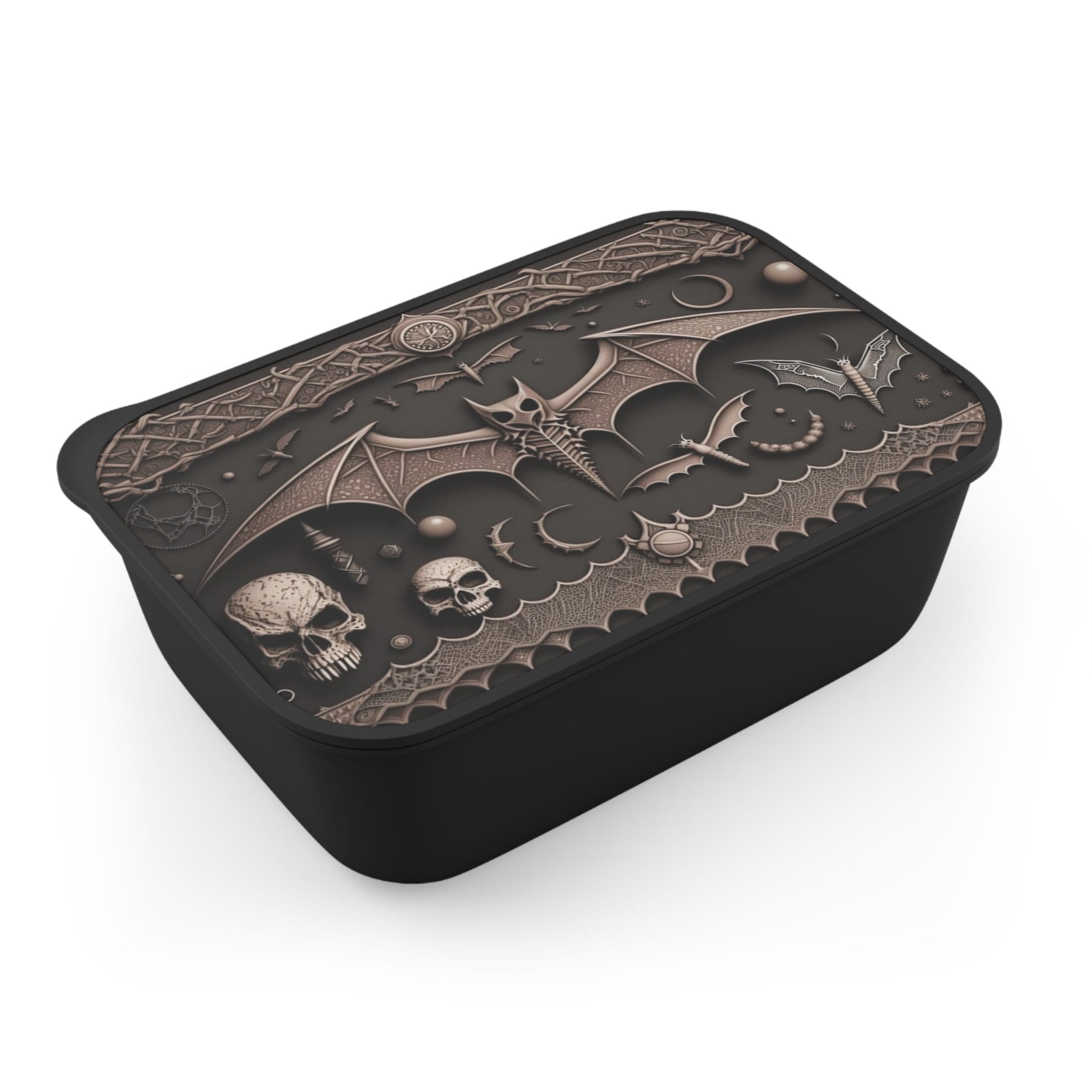Gothic Bento Box Set, Goth Bats and Skulls Lunch Box, Skull Bento Box ...