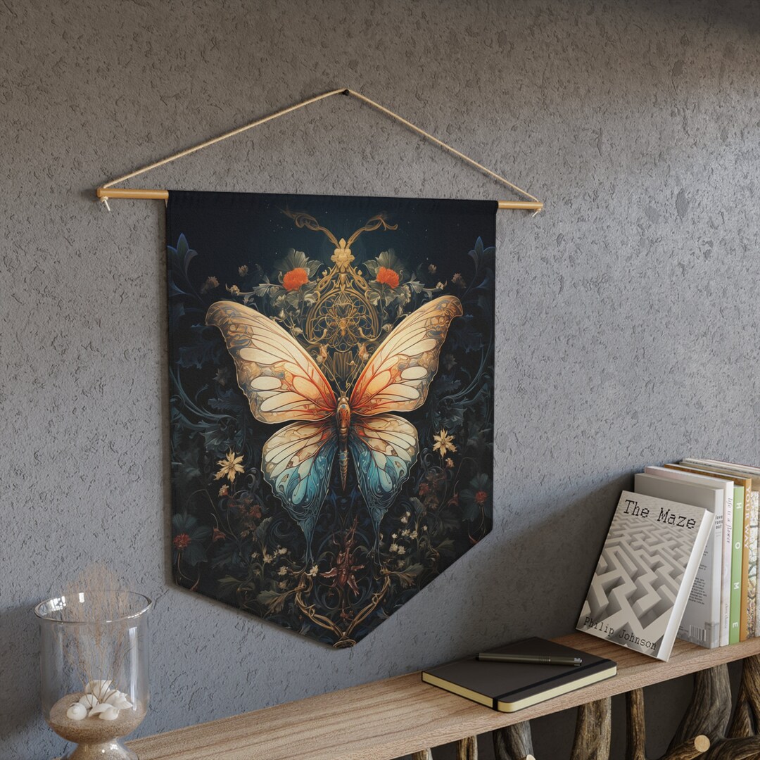 Art Nouveau Moth Pennant, Moth Wall Art, Art Nouveau Themed Room Decor ...