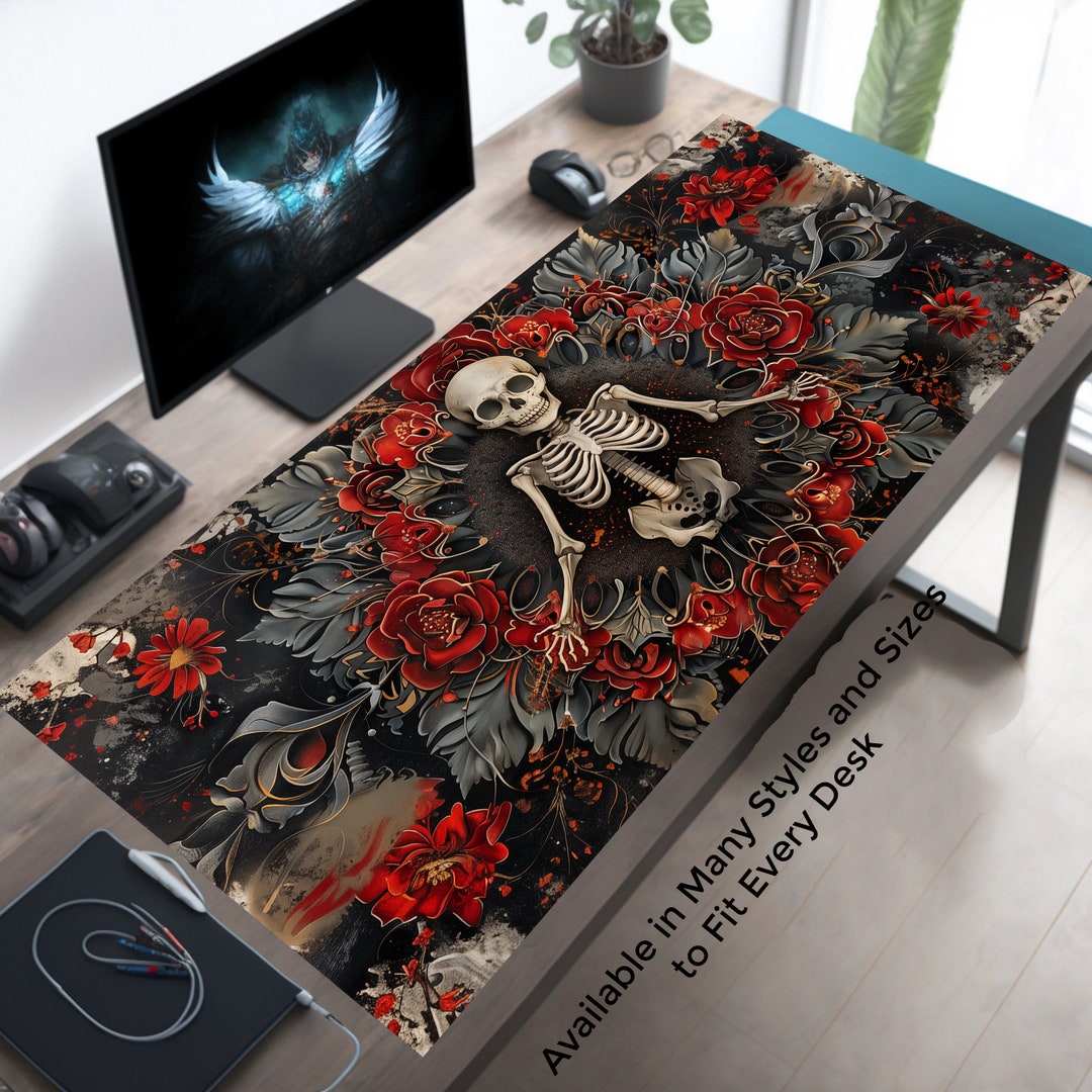 Macabre Skeleton Art Horror Desk Mat, Gaming Mousepad XL, Giant Desk ...