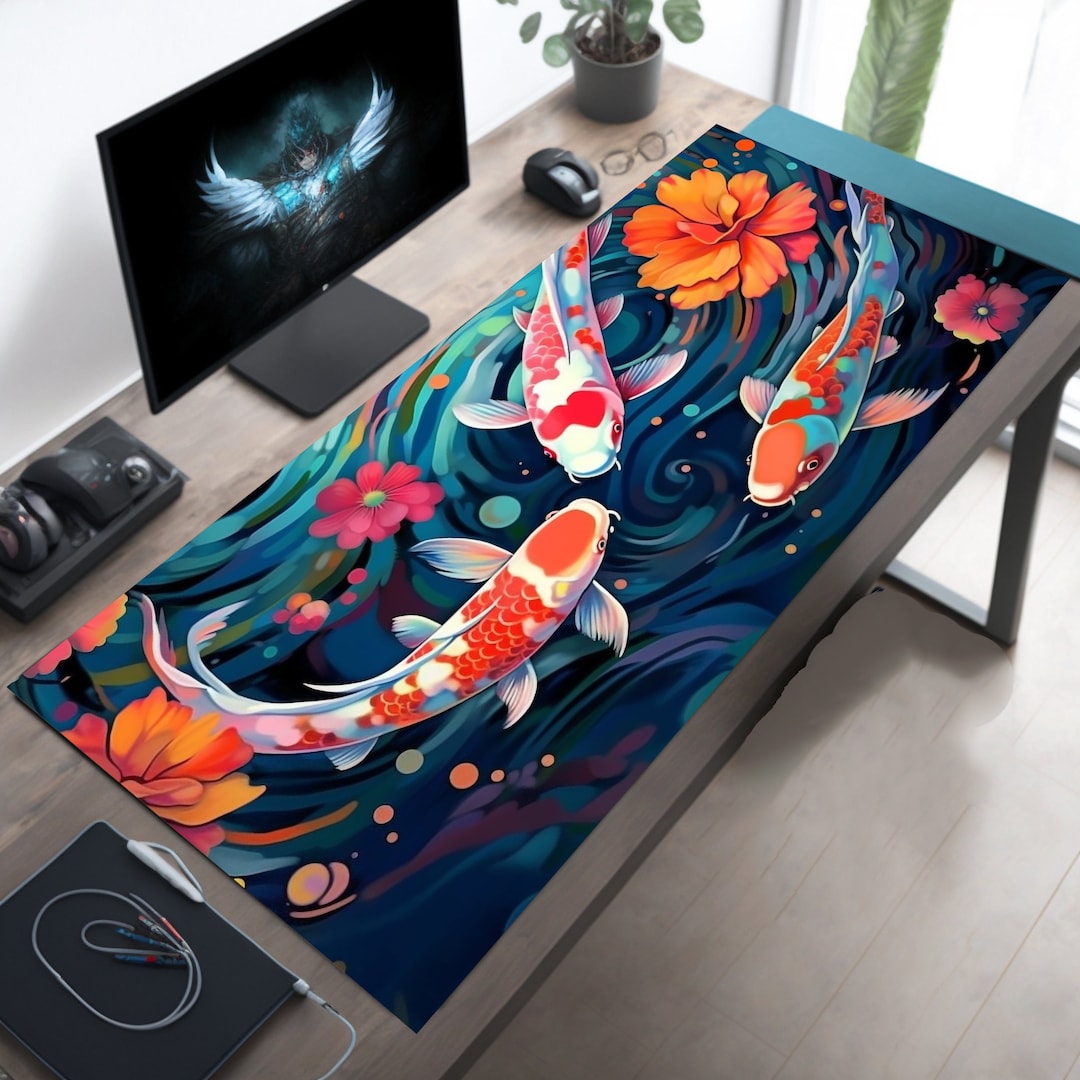 Japanese Koi Fish Desk Mat, Japan Desk Pad, Japanese Mousepad, Japan ...