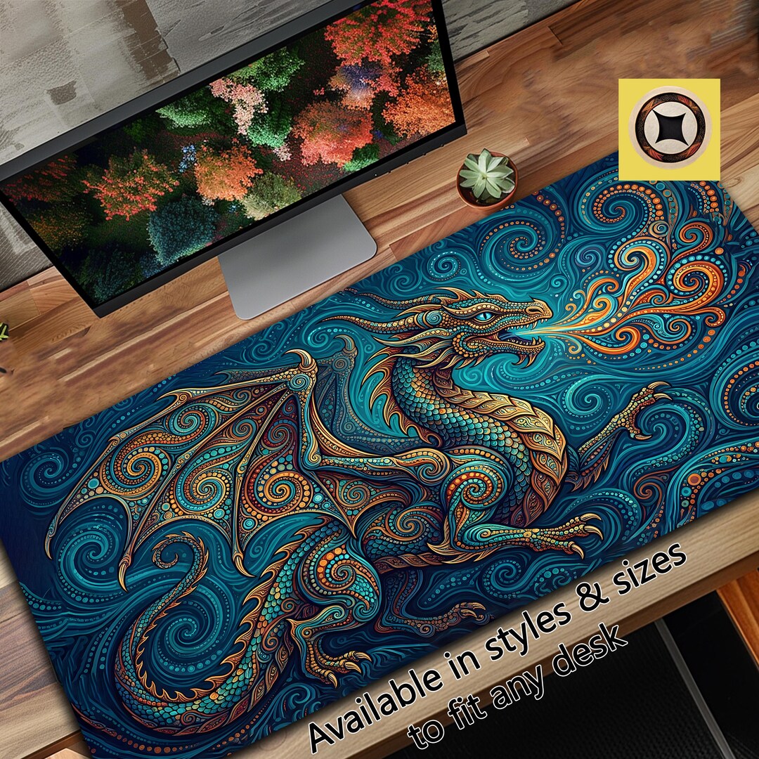 TCG Playmat With Colorful Pointillism Dragon - Etsy