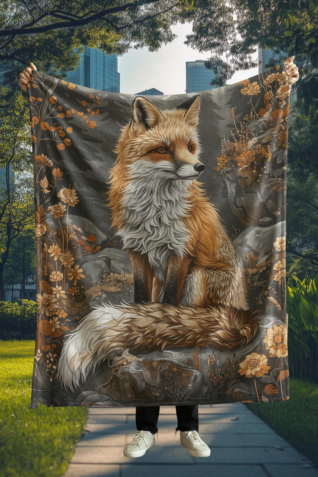 Cottagecore Forest Fox Soft Fleece Throw Blanket or Full Size Bed ...