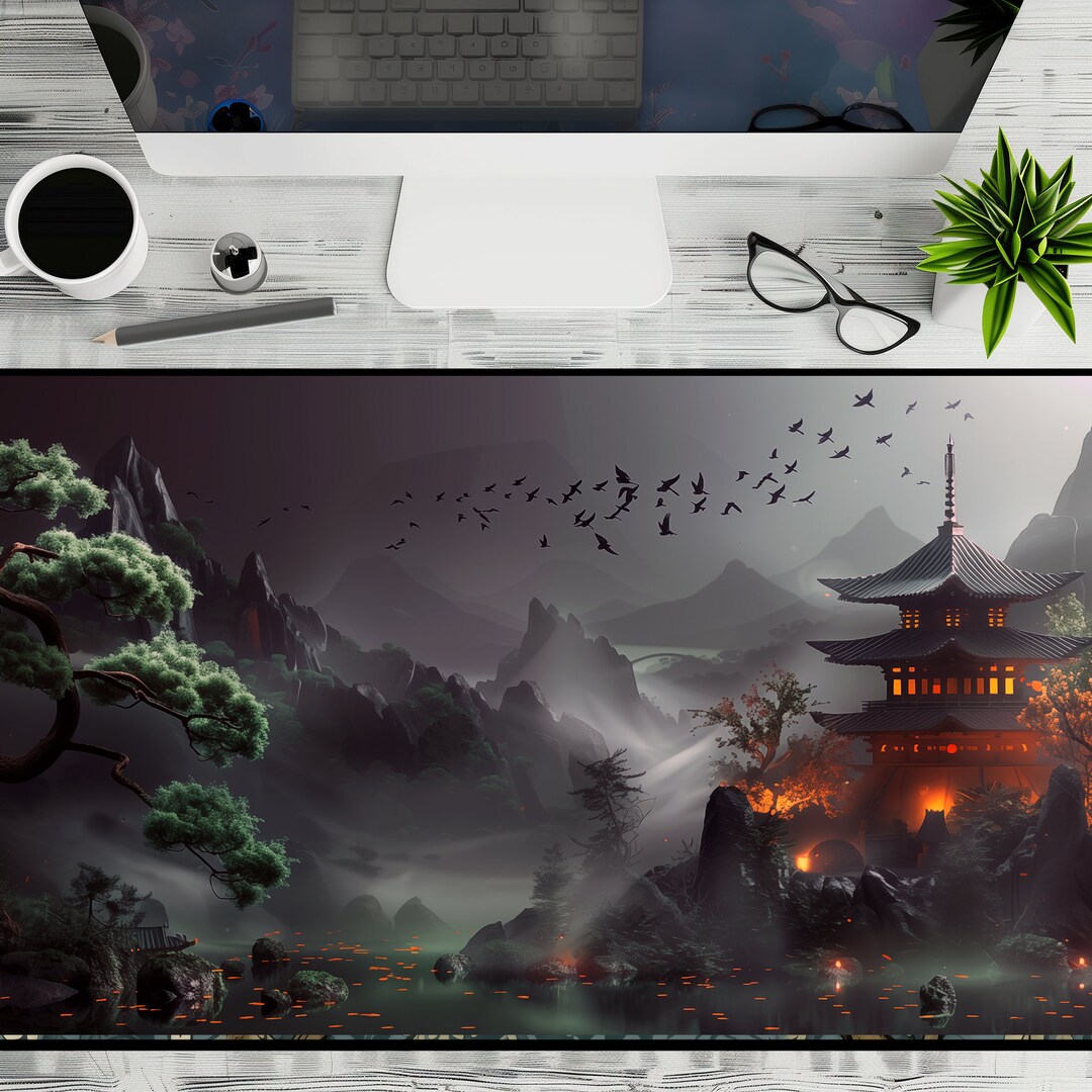 Japanese Desk Decor, Japan Desk Mat Mousepad XL, Asian Playmat MTG ...