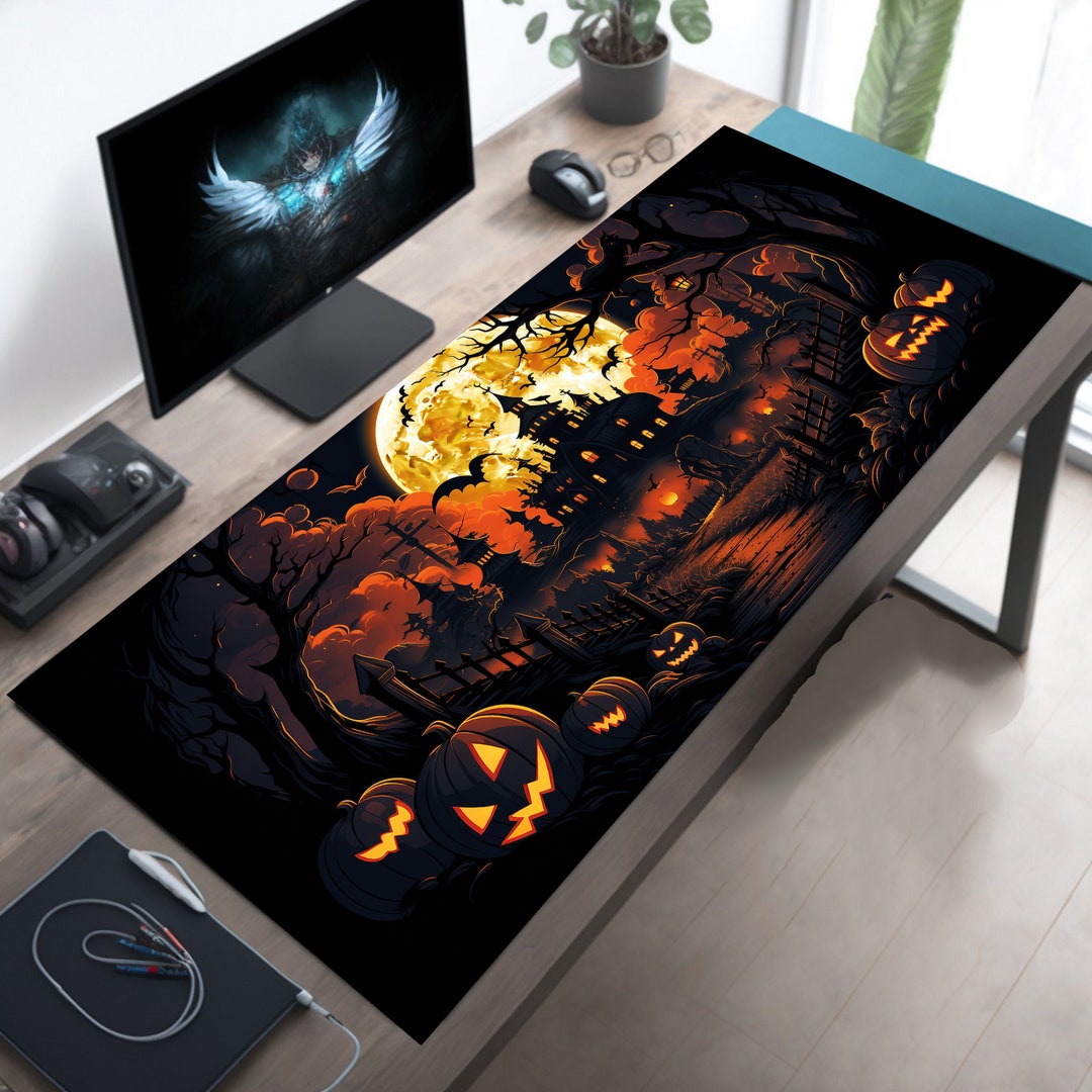 Mysterious Mansion Desk Mat, Spooky Mouse Pad, Halloween Desk Mat ...