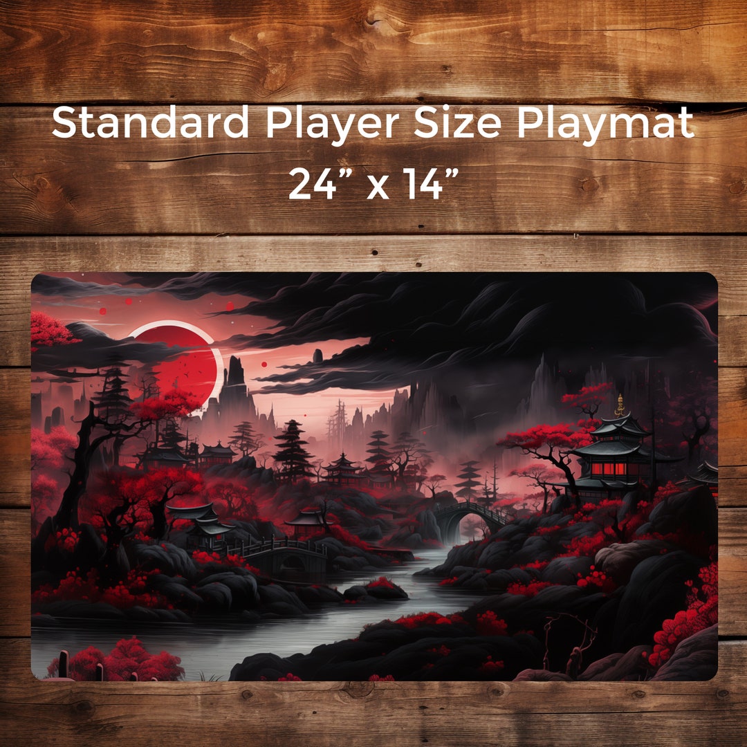 Japanese Red and Black - 24x14" Custom Play Mat, Fantasy TCG Playmat ...