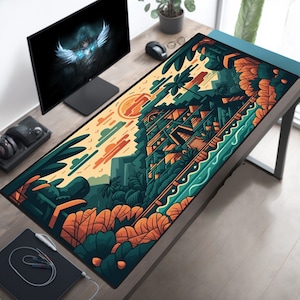 Kawaii Aztec Mousepad, Kawaii Mouse Pad, Aztec Desk Mat, Aztec Desk Pad ...