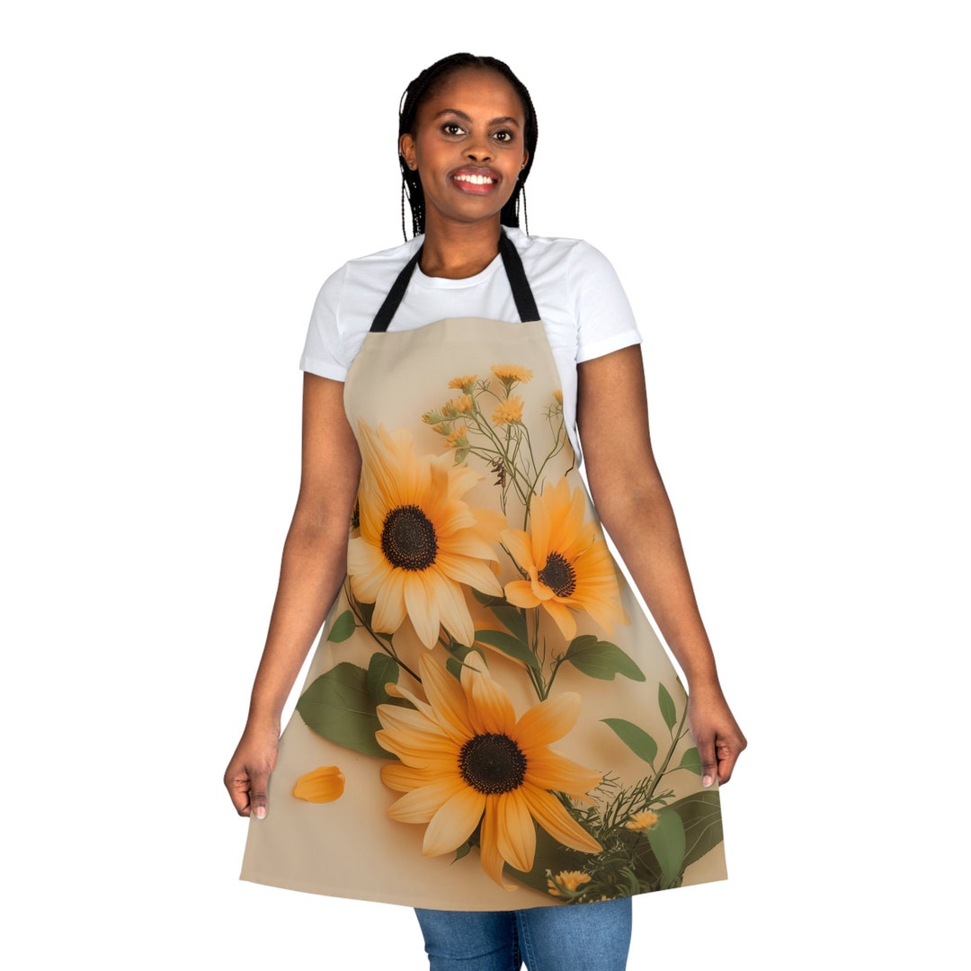 Cute Sunflower Apron, Chef Apron, Shop Apron, Gift for Wife, Gift for ...