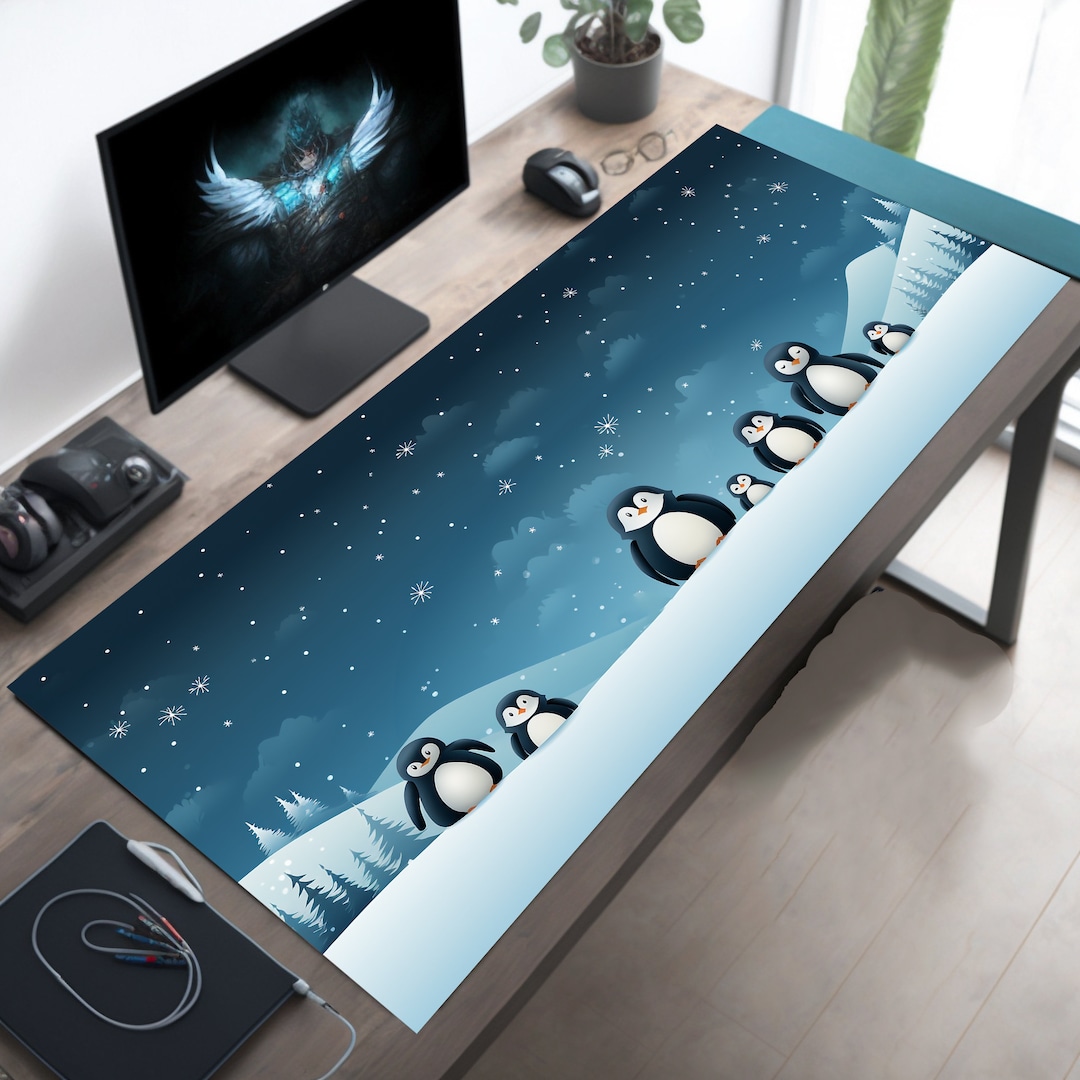 Penguins Desk Pad, Cute Desk Mat, Penguin Mousepad, Winter Mouse Pad ...