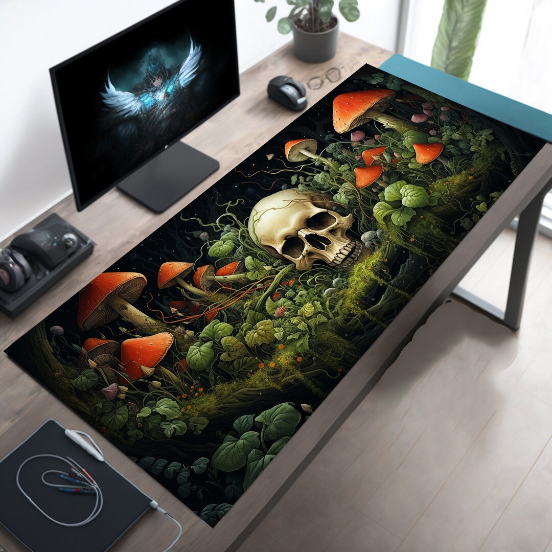 Mushroom Horror Desk Mat: Skull Witchy Cottagecore Mousepad - Etsy