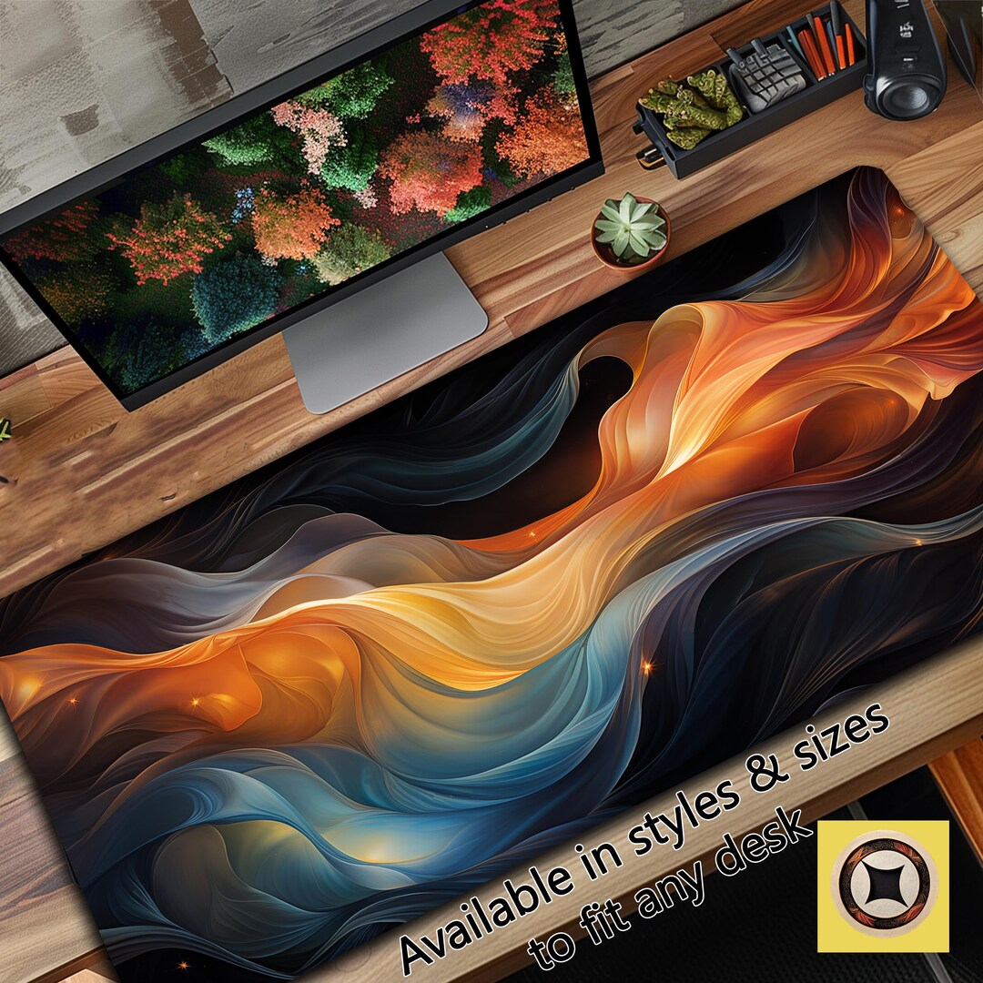 Glorious Waves of Color on a Premium Neoprene Desk Pad - Vibrant Desk ...