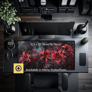 Red Spider Lily Goth Desk Decor, Gothic Desk Mat Mousepad, Goth ...